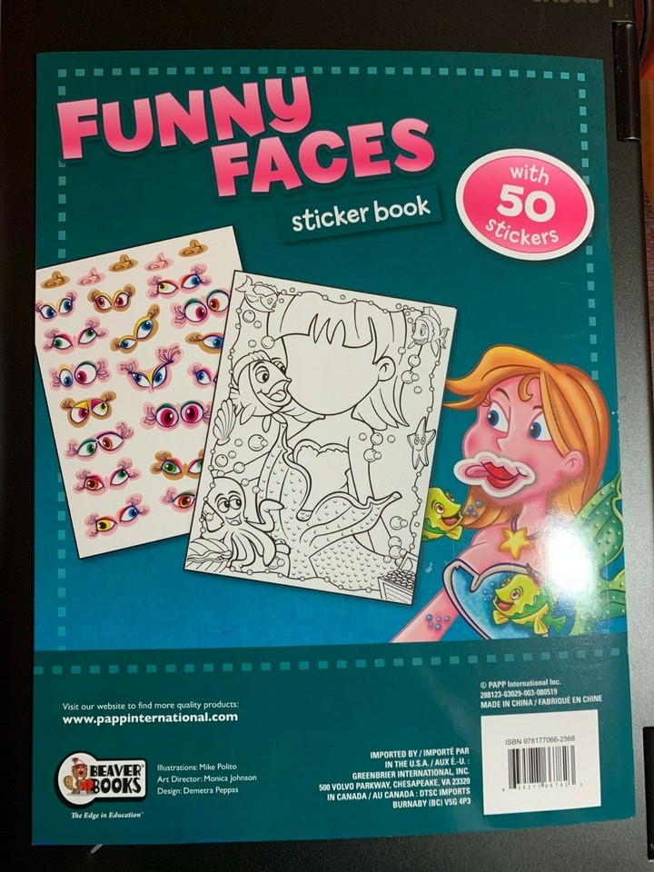 FUNNY FACES STICKER BOOK MERMAIDS WITH 50 STICKERS BRAND NEW MERMAID ...