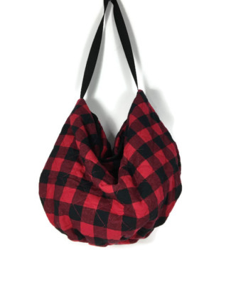 Buffalo Check Hobo Bag Red and Black Buffalo Plaid Handbag Quilted ...