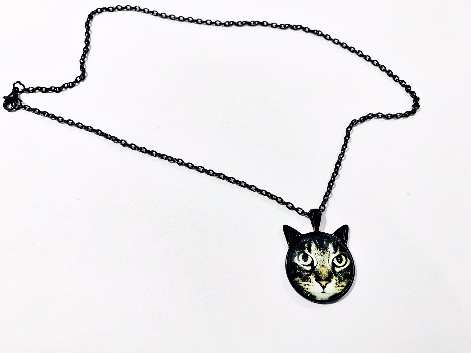 New Cat Kitten With Ears Pendant Necklace Big Eyes Photo Tiger Black ...