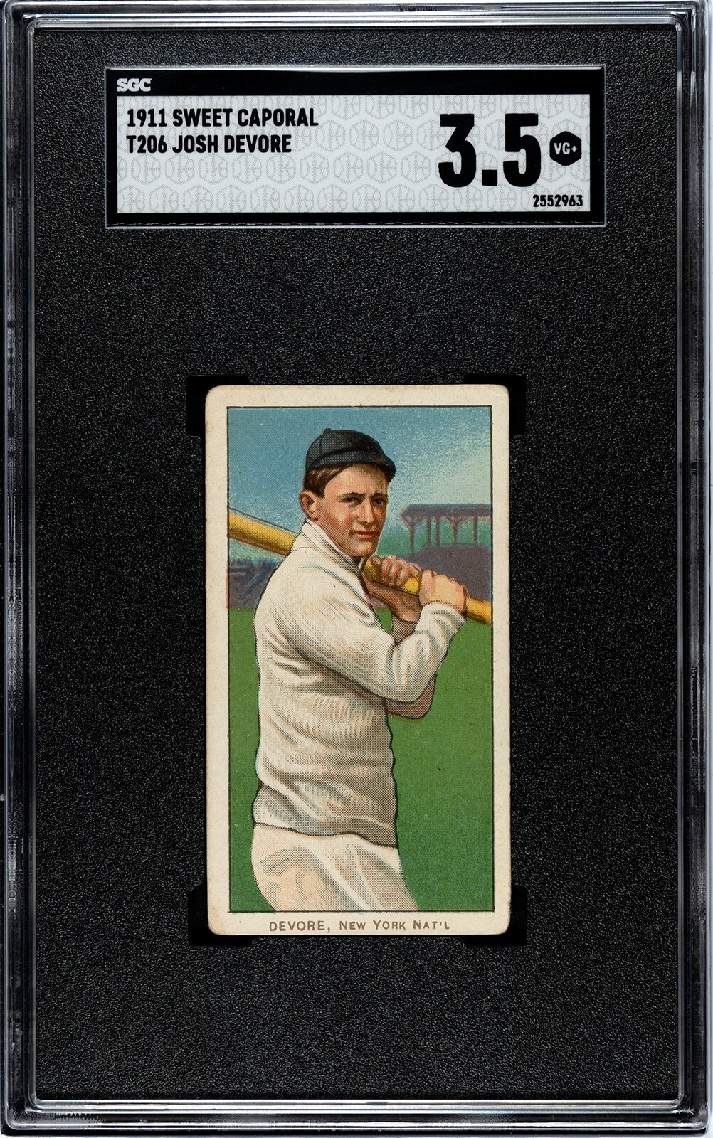 1909-11 T206 JOSH DEVORE Sweet Caporal 350-460/42 OP SGC 3.5 NEW YORK ...