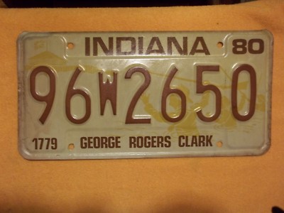 VINTAGE 1980 INDIANA LICENSE PLATE 96W2650 UNREGISTERED NOS | eBay