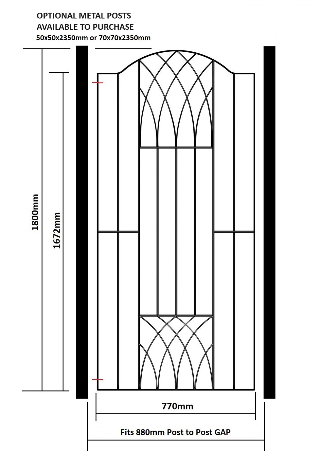 Anavio Modern Tall Metal Garden Gate fits 875 or 950mm Gap x 1800mm ...
