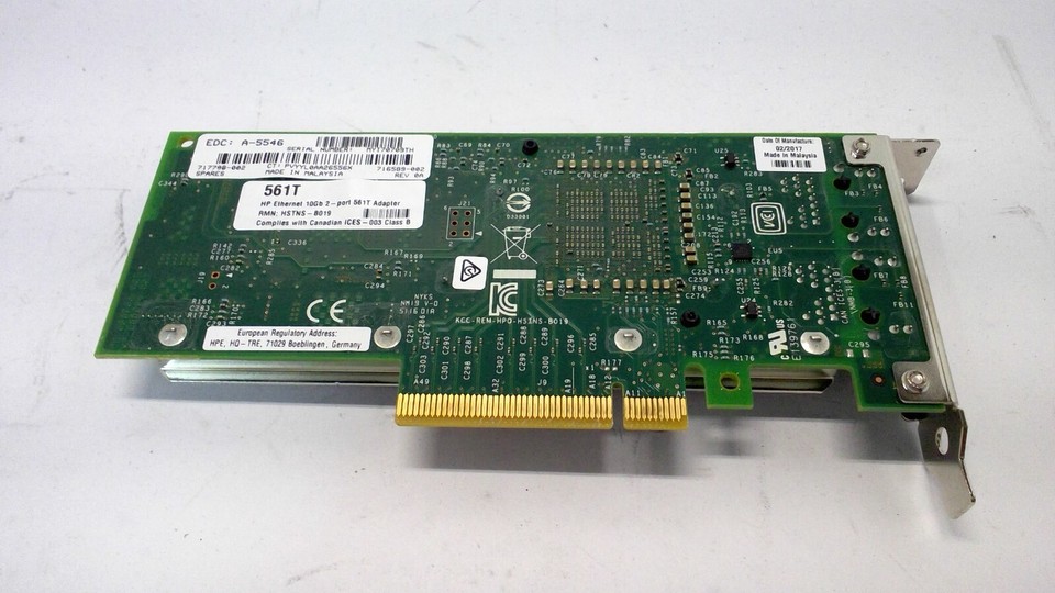 HP 561T Dual Port 10GB 10GBASE-T Ethernet Network Adapter PCI-E 717708 ...