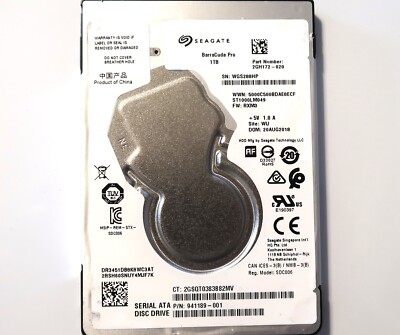 Seagate ST1000LM049 2GH172-020 RXM3 WU China (WGS) 2.5" 1TB Sata HDD ...