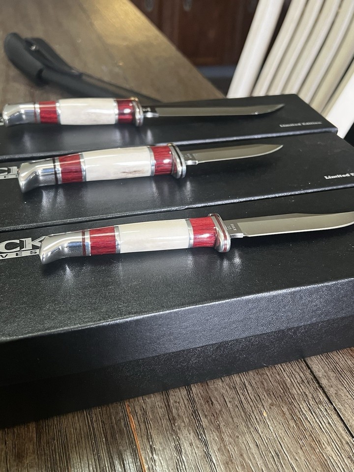 RARE BUCK KLINKHAMER SPECIAL STAG & CHERRY KNIFE SET OF 9 KNIVES. FIRST ...