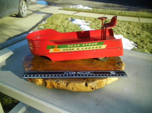 Vintage 1950s Buddy L Rear Steer Hook & Ladder Pressed Steel Fire Truck ...