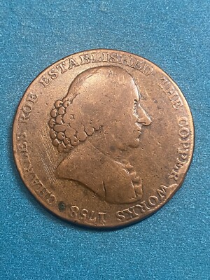 1790 GREAT BRITAIN 1/2 PENNY TOKEN CHESHIRE MACCLESFIELD CHARLES ROE ...