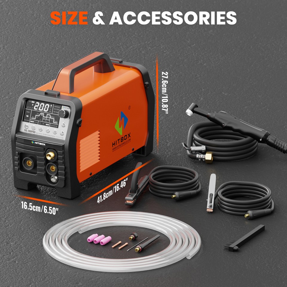 200A Compact Cold TIG Welder, 6 IN 1 Stick/Pulse/SPOT/HF/Clean TIG IGBT ...