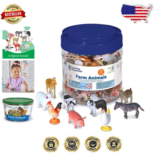Colorful Farm Animal Toy Set - 60-Piece Counters for Ages 3+ - Fine ...