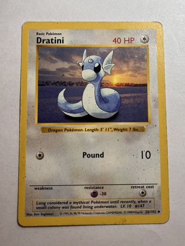 Pokémon TCG Dratini Base Set 26/102 Regular Shadowless Uncommon LP/MP ...
