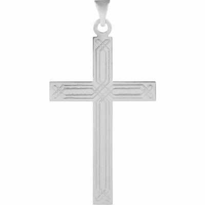 Geometric Cross Pendant In 14K White Gold (39.00x25.00mm) | eBay