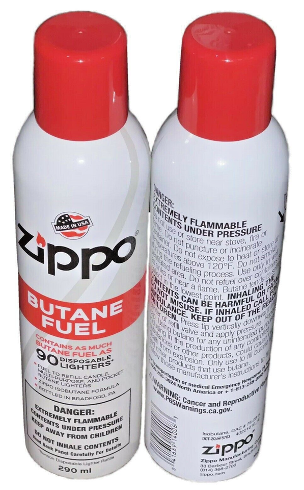 Zippo Lighter Butane Fuel x2 Cans 5.73oz. (162g) **Free Shipping** | eBay