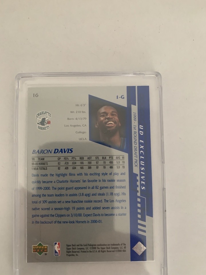 2000 Baron Davis Upper Deck Exclusives Card | eBay