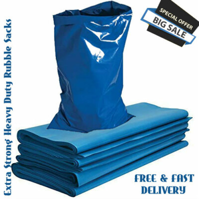 500 Gauge BLUE Extra Strong Heavy Duty Rubble Sacks High Strength Bags ...
