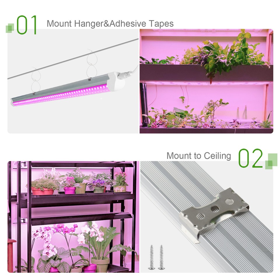 4-20 Pack T8 2FT/4FT LED Plant Grow Light LED Tube Full Spectrum Red ...
