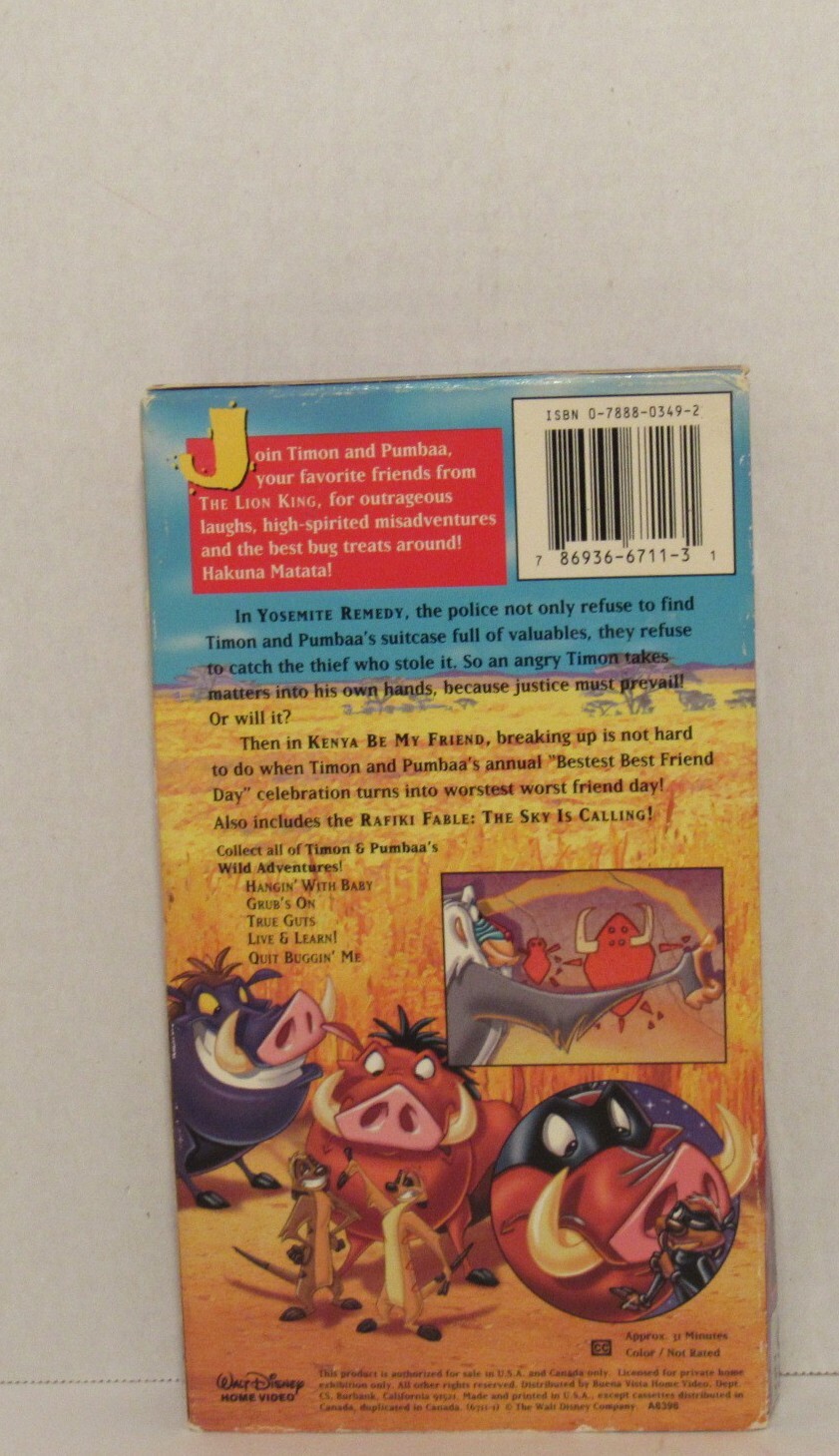 Disney Timon & Pumbaa’s Wild Adventures DON'T GET MAD, GET HAPPY (VHS ...