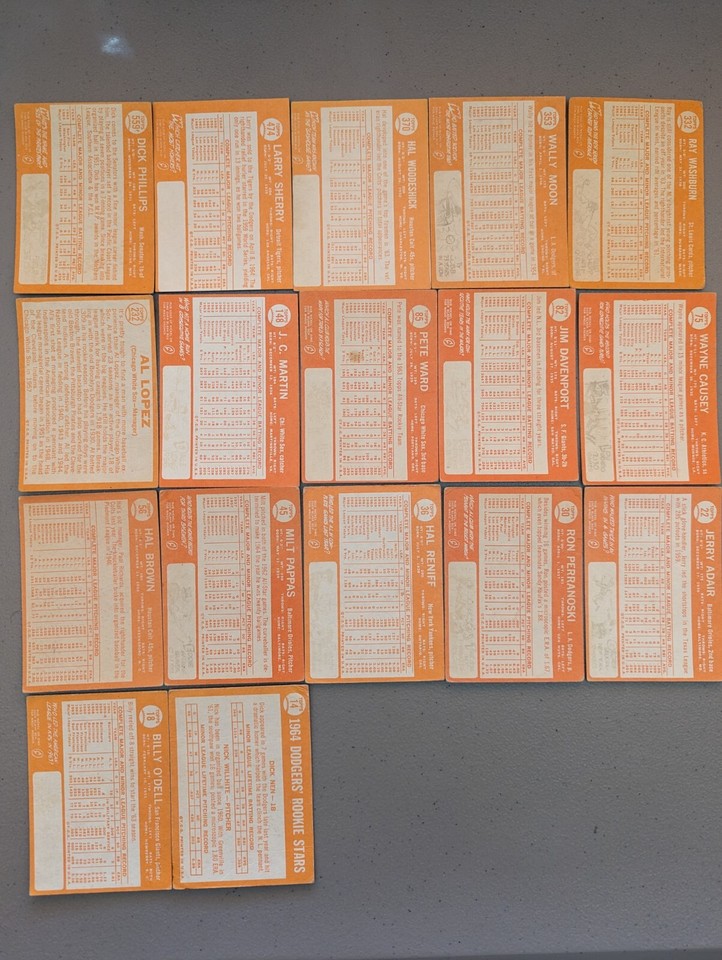 1964 Topps Baseball Lot Of 17 Cards MLB No Dupes Not All Commons | eBay