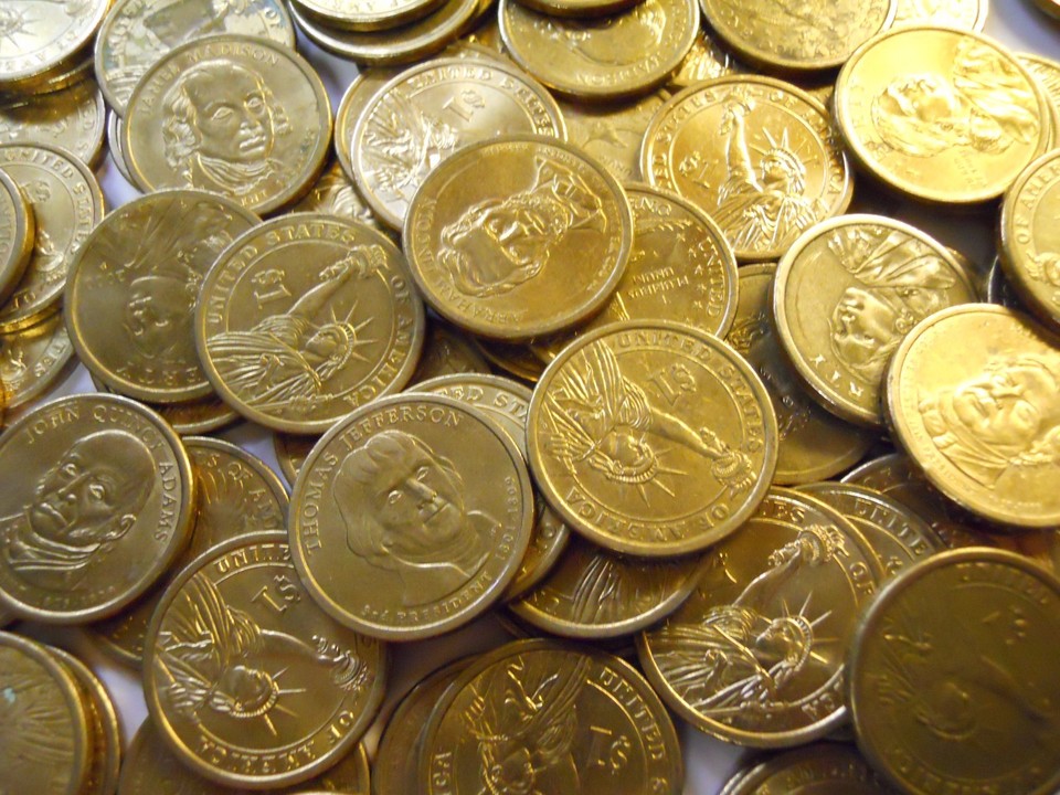 Grab Lot Real U.S. $100 in Circulated Gold Presidential Dollar Coins ...