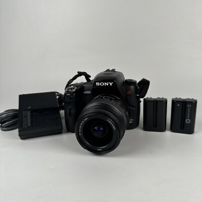 Sony Alpha a500 DSLR Camera with 18-55mm F3.5-5.6 lens w/ 2 Batteries ...