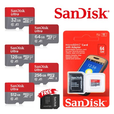 Micro SD Card SanDisk Ultra 64GB/128GB/256GB/1TB Adapter Memory Card ...