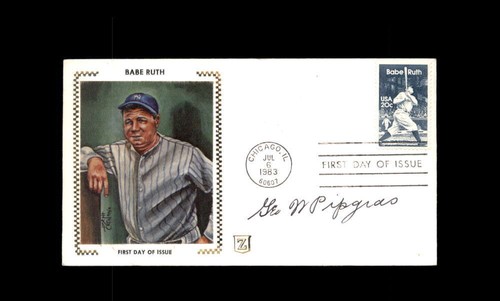 George Pipgras JSA Signed FDC 1983 First Day Cover Cache Babe Ruth ...