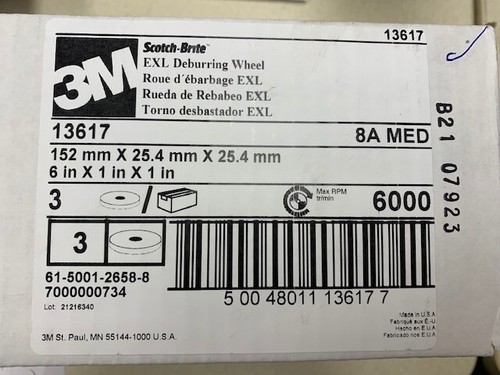 3M Scotch-Brite EXL Deburring Wheel 8A Medium, 6x1x1" (13617) for sale ...