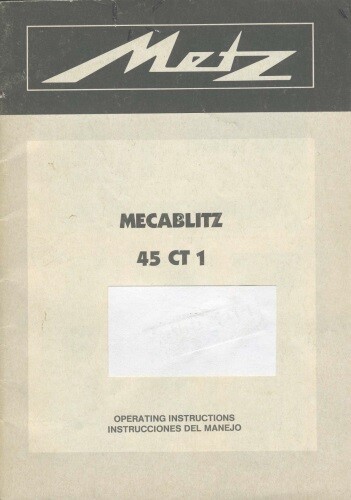 Metz Mecablitz 45 CT1 Instruction Manual Original | eBay