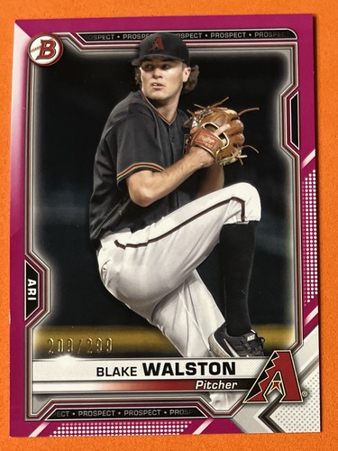 Blake Walston 2021 Bowman Prospect Fuchsia 209/299 BP104 RC AZ ...