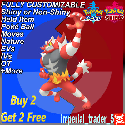 Pokémon Sword and Shield Shiny Incineroar W/ Best 6IV Customizable ...