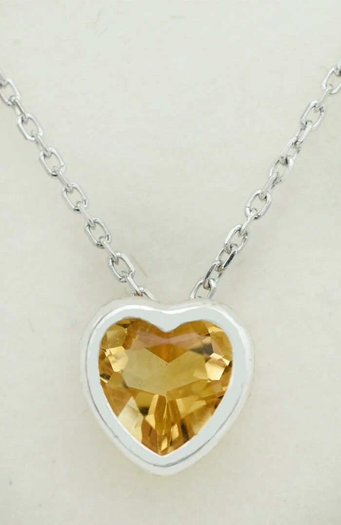 Yellow Topaz Heart Necklace