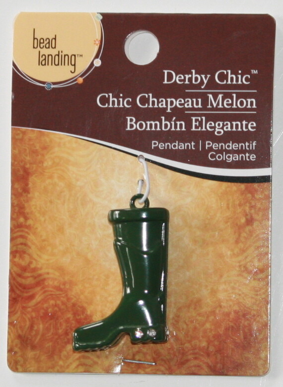 Rain Boot Charm w/ Bling Green Rubbers Wellies Pendant Bracelet ...