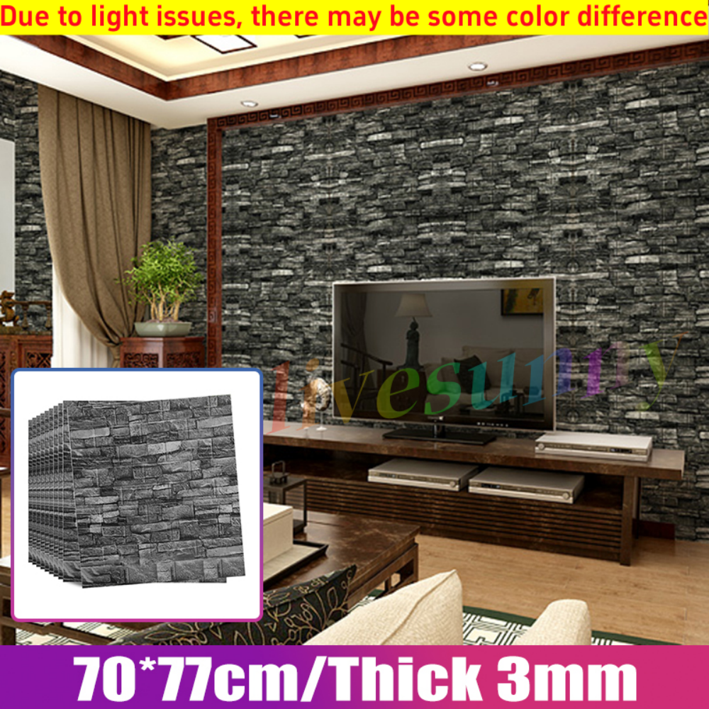40Pcs Self Adhesive 3D Tile Foam Stick Wall Paper Brick Wall Sticky ...