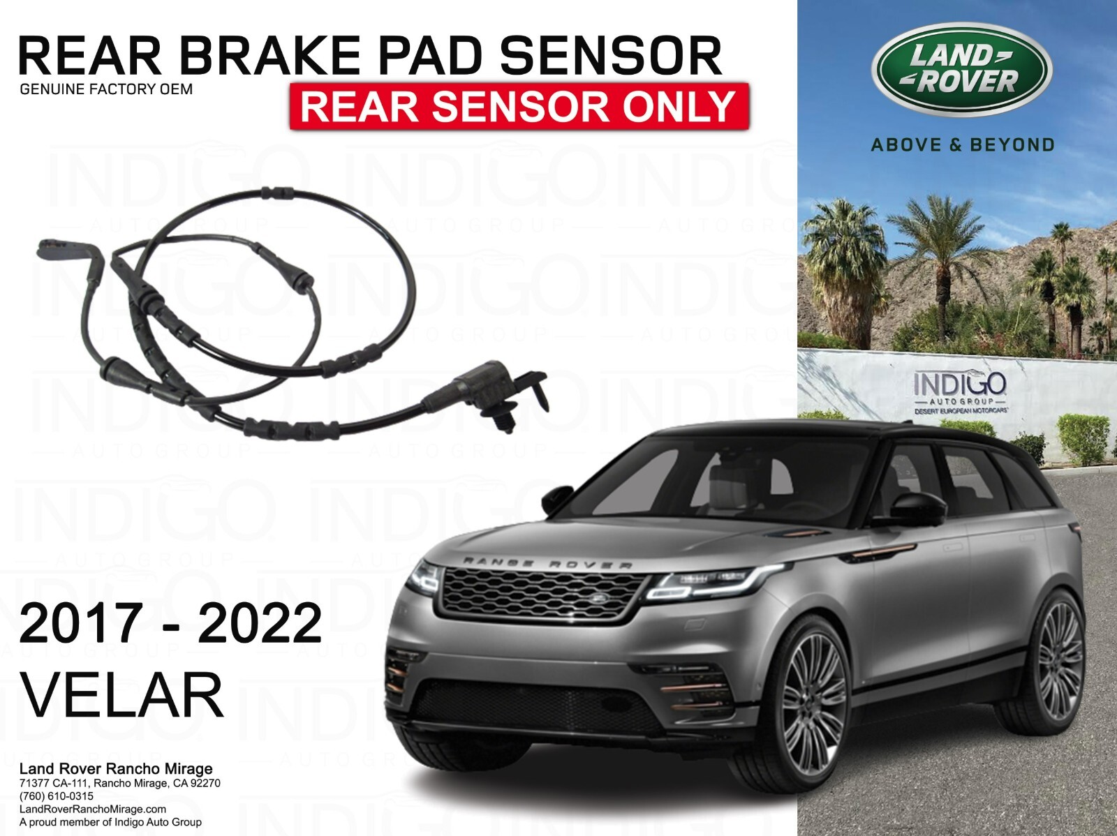 2017-2023 RANGE ROVER VELAR BRAKE SENSOR REAR KIT FACTORY OEM LR090709 ...