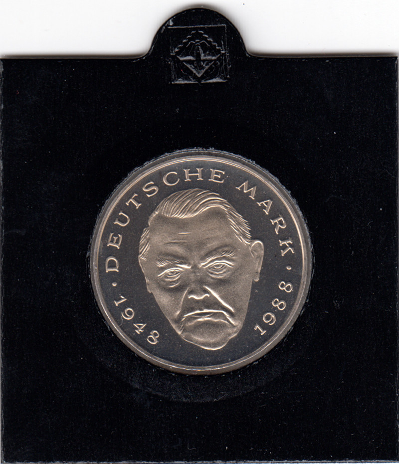Deutschland 2 DM Kursmünze 1995 (F) Ludwig Erhard BRD spiegelglanz/PP ...