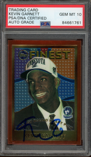 Kevin Garnett Signed 1995-96 Topps Finest Rookie Card #115 Auto Gem ...