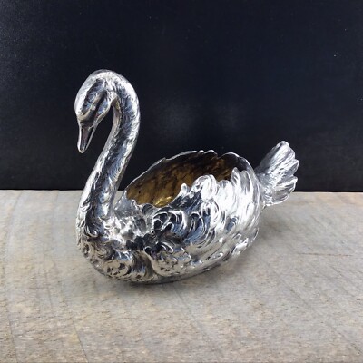 Antique 800 Silver German Swan Table Ornament, Figural Bird Almost ...