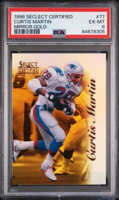 1996 Select Certified Mirror Gold Curtis Martin Card #77 PSA 6 Patriots ...