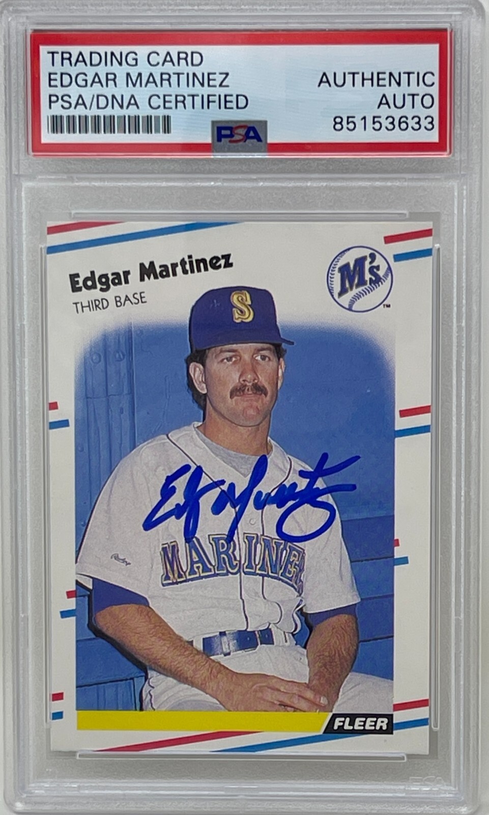 Edgar Martinez Autographed Signed 1988 Fleer Seattle Mariners MLB Rc ...