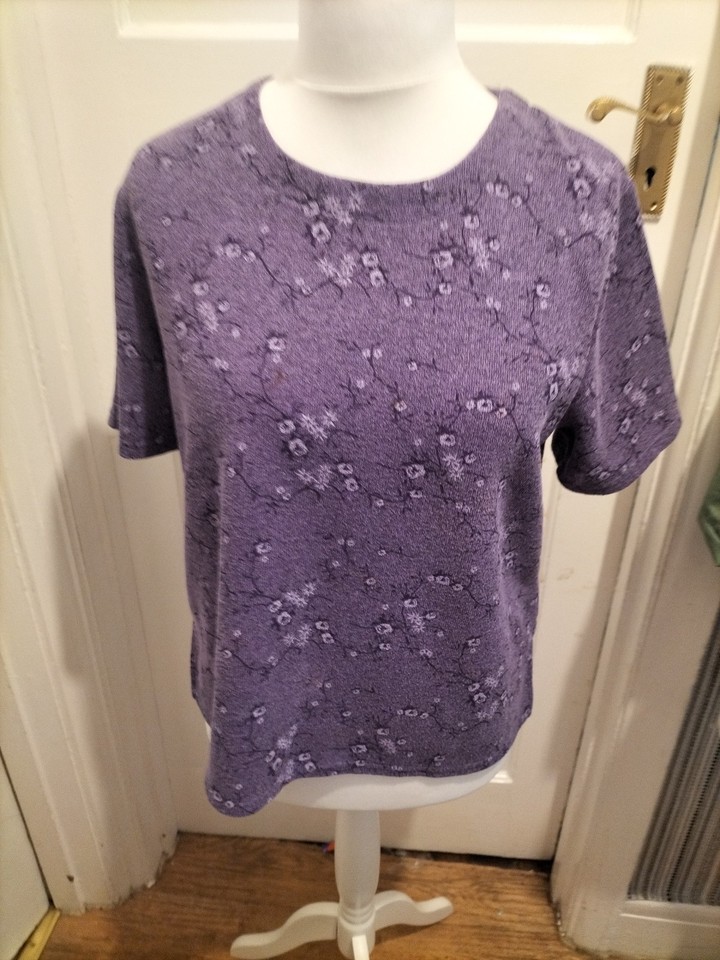 Ladies Dash Size 16 Purple Floral Short Sleeved Top | eBay UK