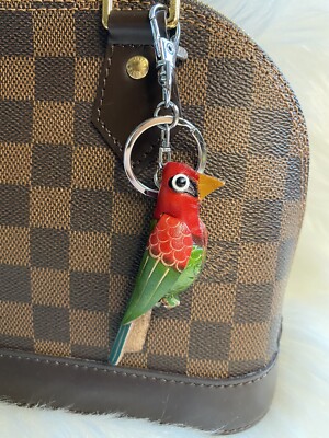 leather parrot bird bag charm Keychain Car Key Fob handmade gift new | eBay