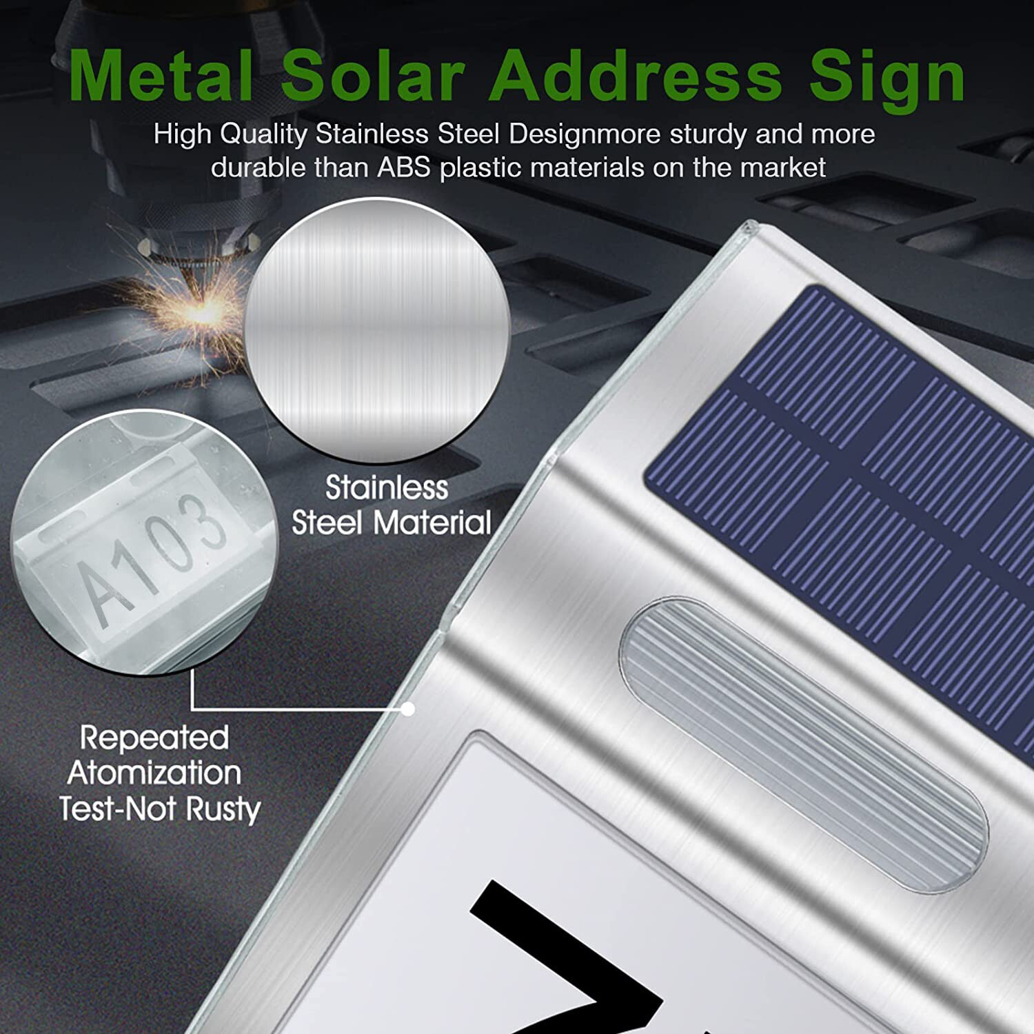 CLAONER Solar Power House Numbers Sign Door Light Outdoor LED Address ...