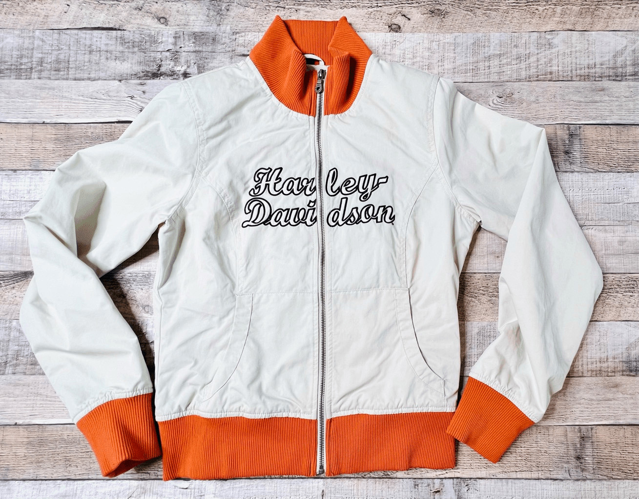 Harley Davidson Motorcycle Cream Embroidered Graphic … - Gem