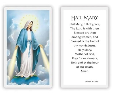 Laminated Hail Mary Our Lady of Grace Wallet Prayer Holy Card Blessed ...