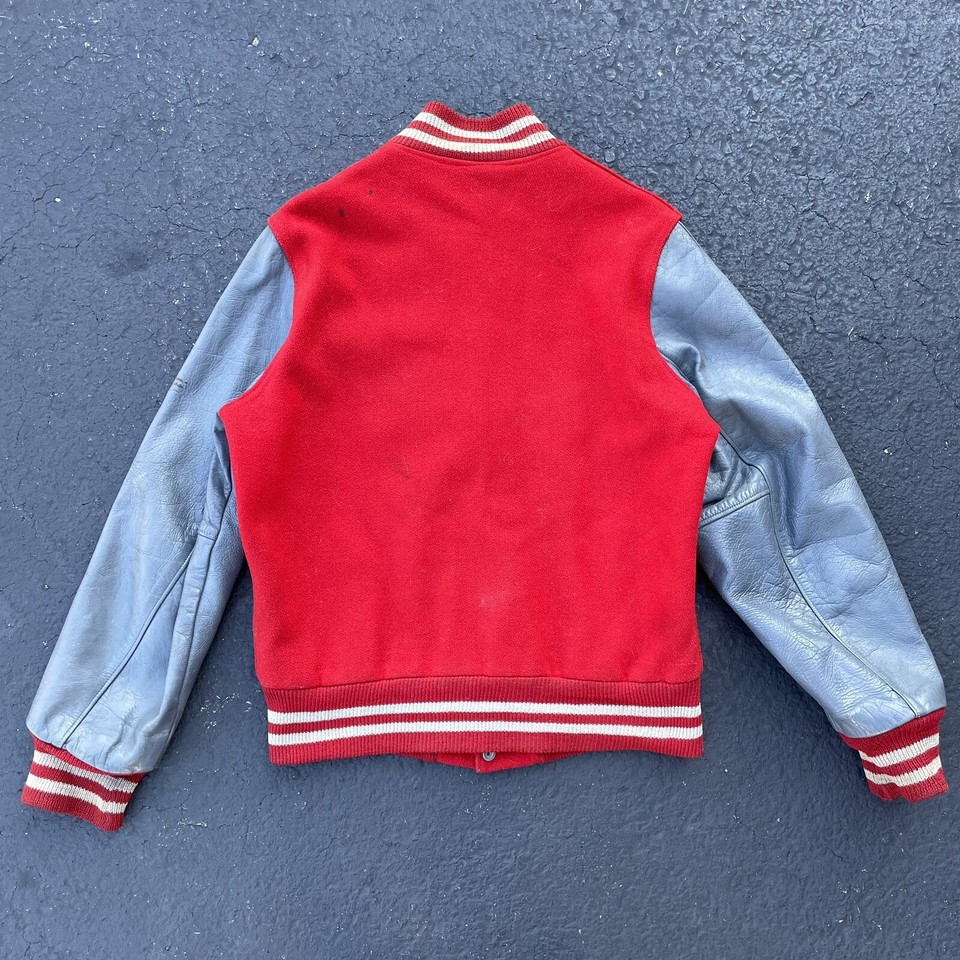 Vintage 50s GameMaster “R” Letterman Varsity Jacket Wool Leather Red ...