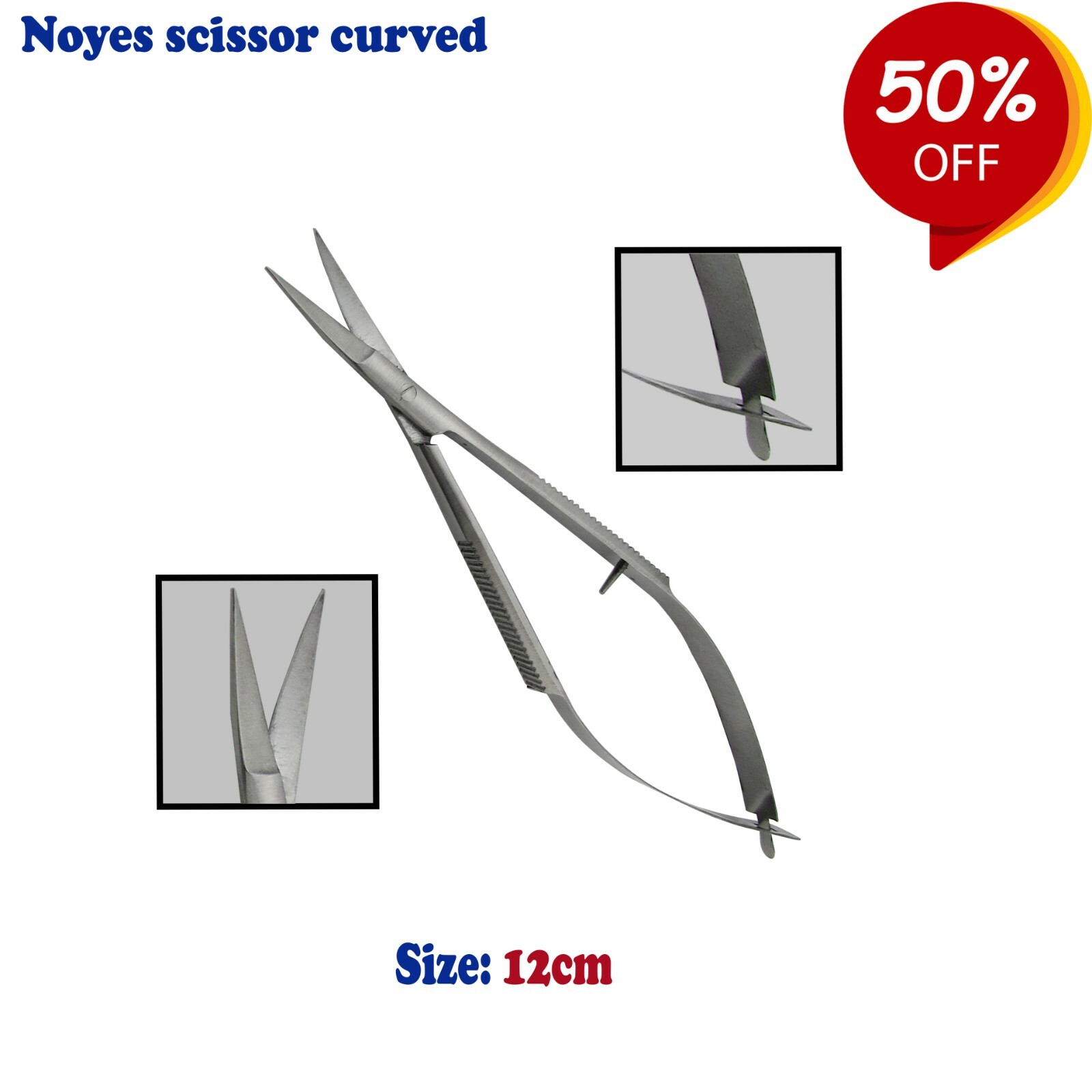 2 Pcs Microsurgical Scissors Noyes Spring Scissor Curved and Straight ...
