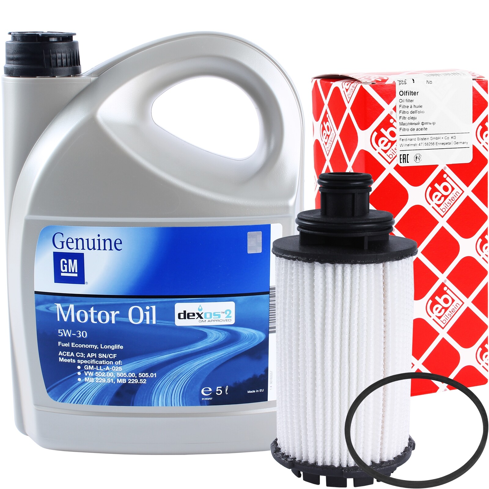 FEBI ÖLFILTER + 5L ORIGINAL MOTORÖL 5W-30 passend für OPEL INSIGNIA A B ...