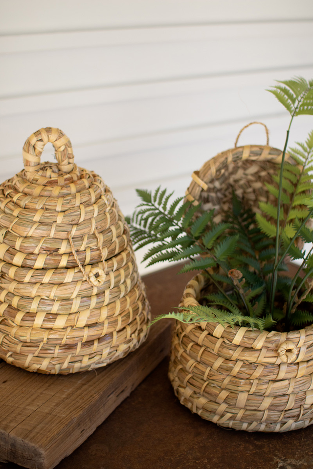 Bee Skep Basket Set of 2 Hand Woven Storage Baskets Country Farmhouse ...