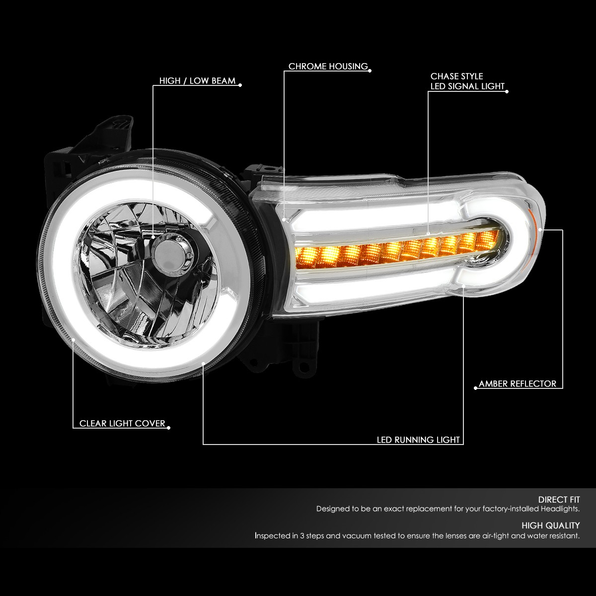 FOR 07-14 FJ CRUISER LED DRL+SEQUENTIAL TURN SIGNAL HEADLIGHT LAMPS ...