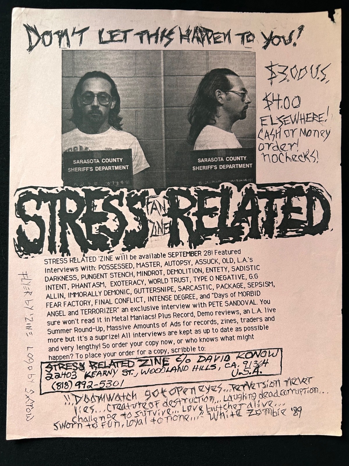 Original Punk Rock Zine Flyer 1989 Pee Wee Herman Stress Related Final ...