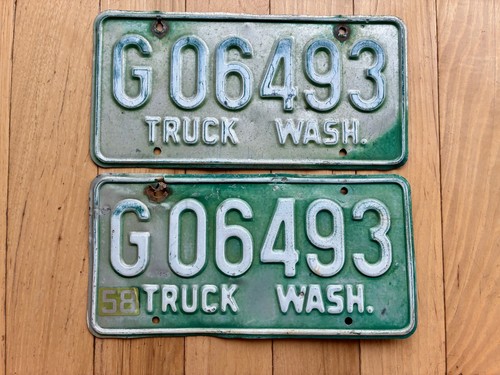 1958 to 1962 Pair Of Washington State Truck License Plates-Check W/ DOL ...